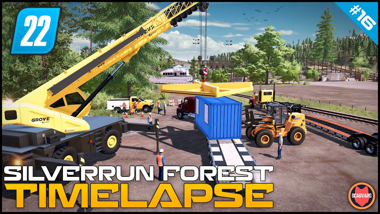 🇺🇸 Transporting Containers, Using Crane To Place Office On Site ⭐ FS22 ...