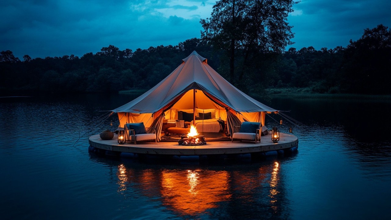 Magical Glamping on Water | Floating Tent with Fire Pit & Cozy Night ...