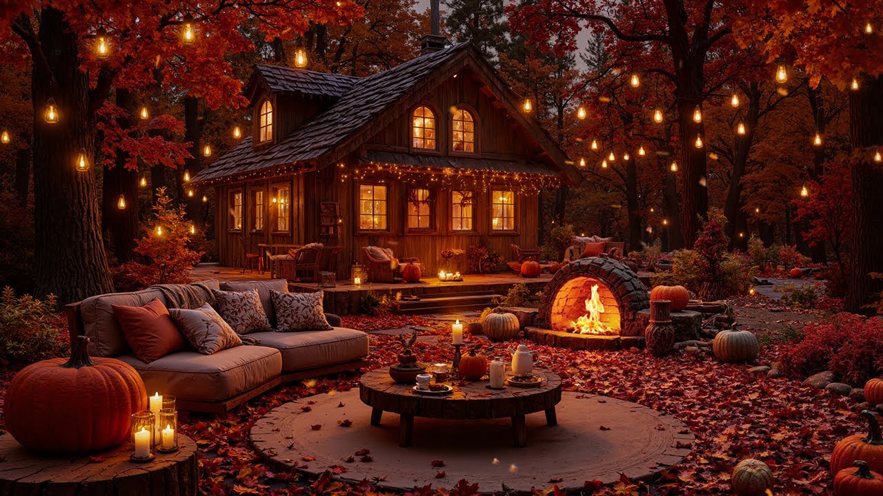 Autumn Jazz by the Fireplace 🍂 Cozy Relaxing Music & Warm Ambience for ...
