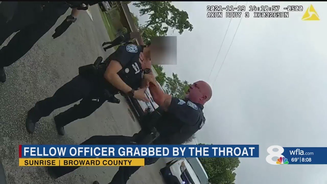 Florida cop seen putting hand on fellow officer's throat on body cam ...
