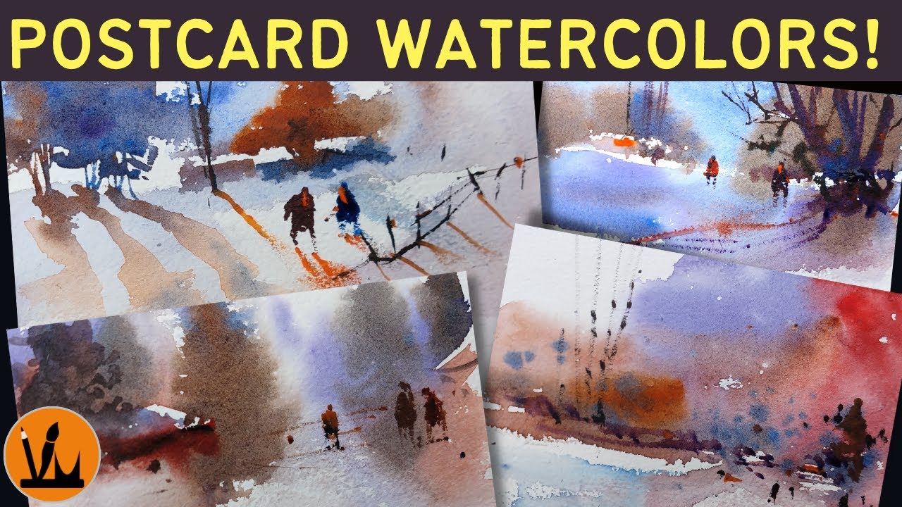 POST CARD SIZE WATERCOLOR LANDSCAPES | PAINT WATERCOLOR POST CARDS ...