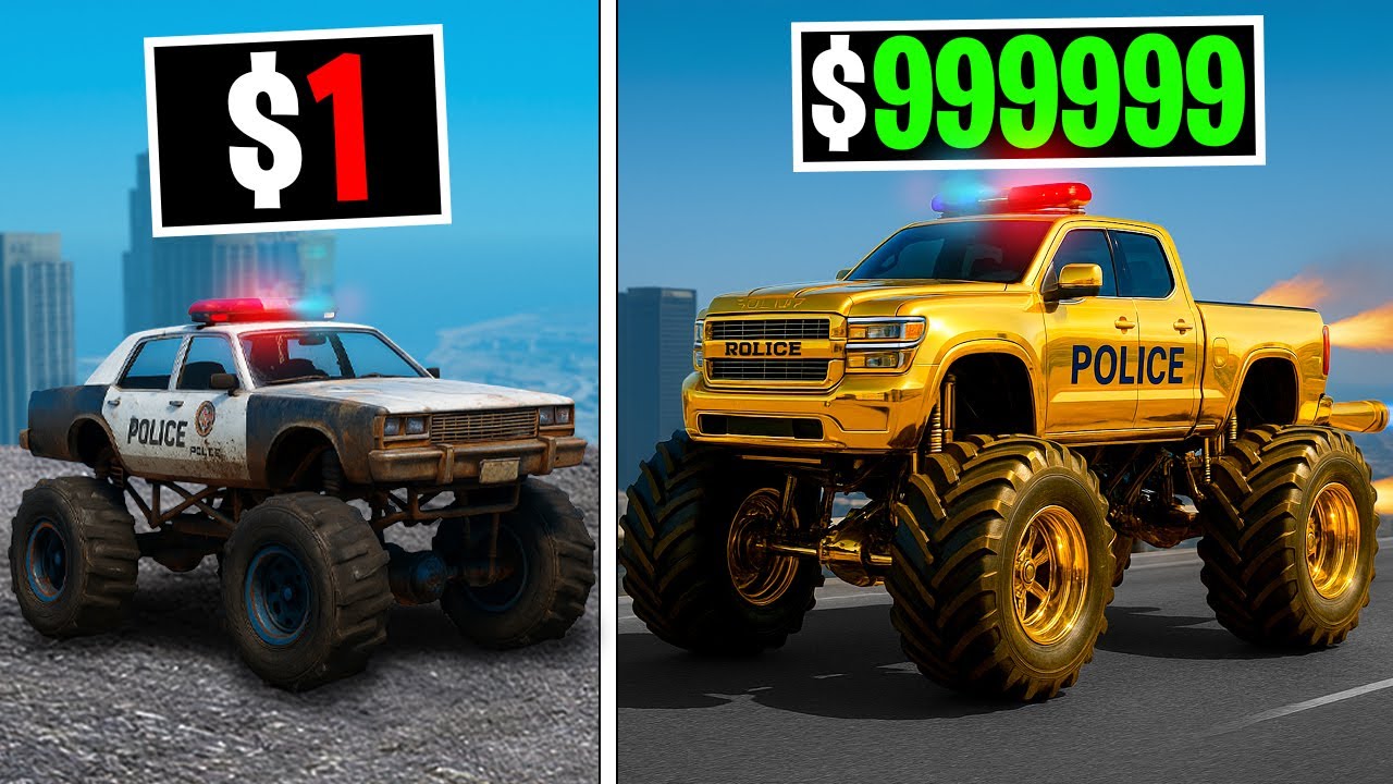 $1 to $1,000,000 MONSTER TRUCK COP CAR in GTA 5... - YouTube