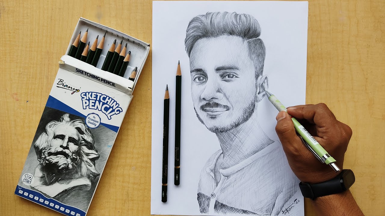 Cross Hatching Tutorial | Portrait painting for beginners | Shading and ...