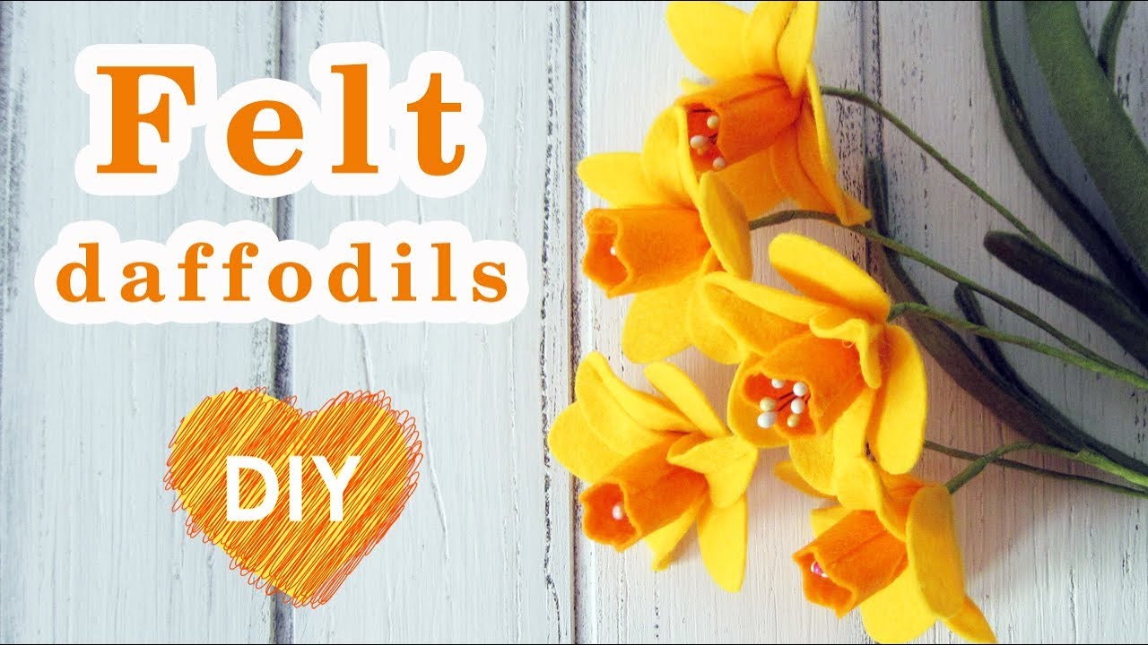 DIY. Daffodils made of felt. Very easy! Pattern in description. - YouTube