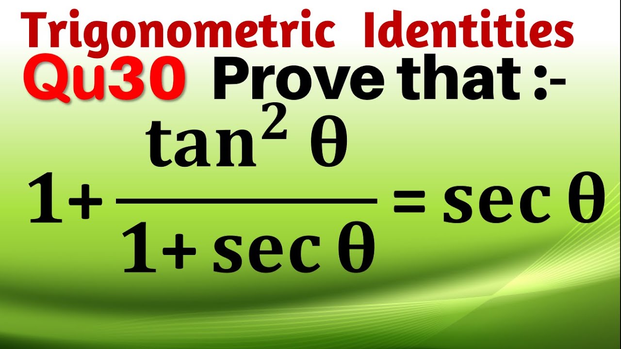 Q30 Prove That 1 Tan Square Theta By 1 Sec Square Theta Sec 