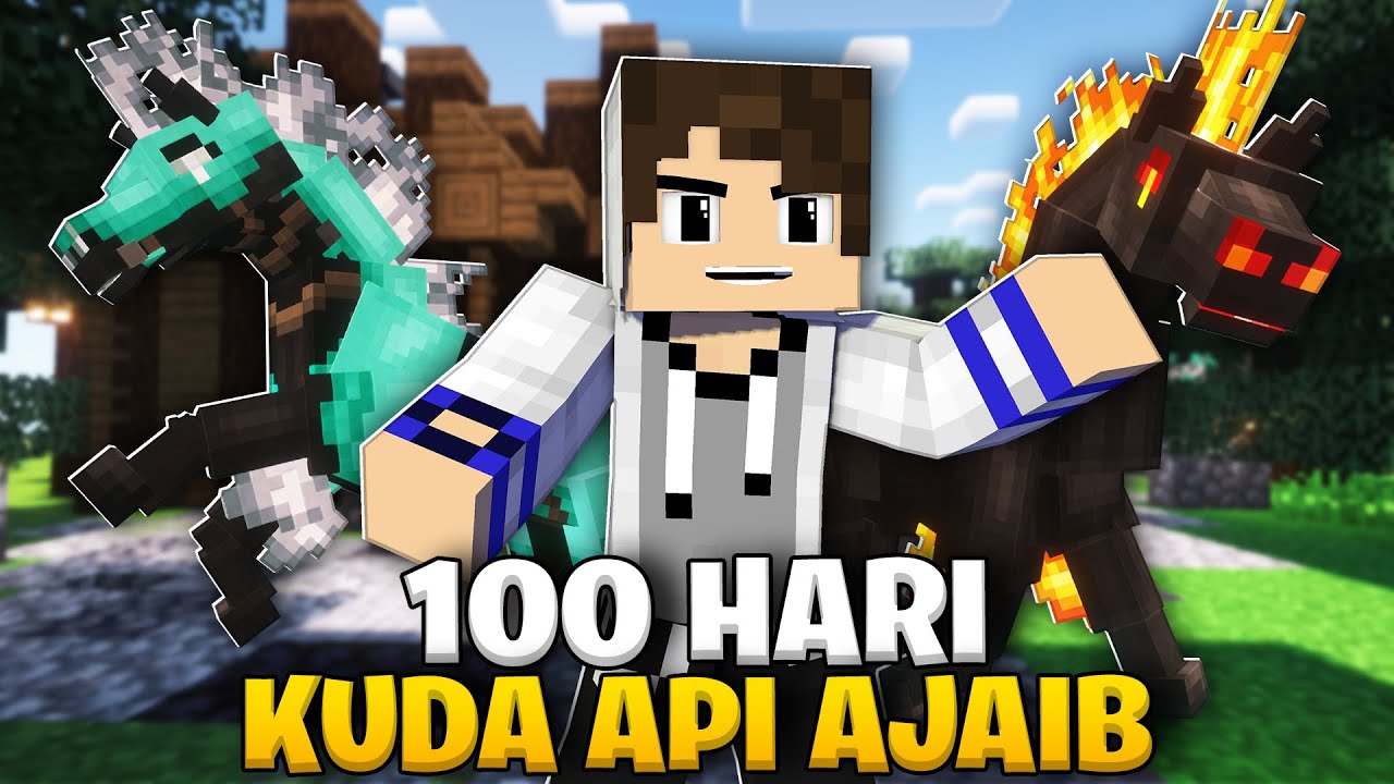 100 Hari Minecraft Hardcore Kuda Api Ajaib - YouTube