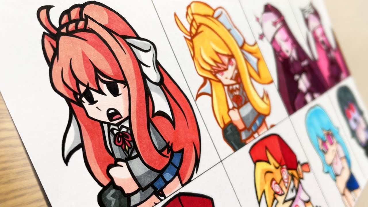 Drawing FRIDAY NIGHT FUNKIN' - Phantasm Song / Lunatic Monika / BF vs ...