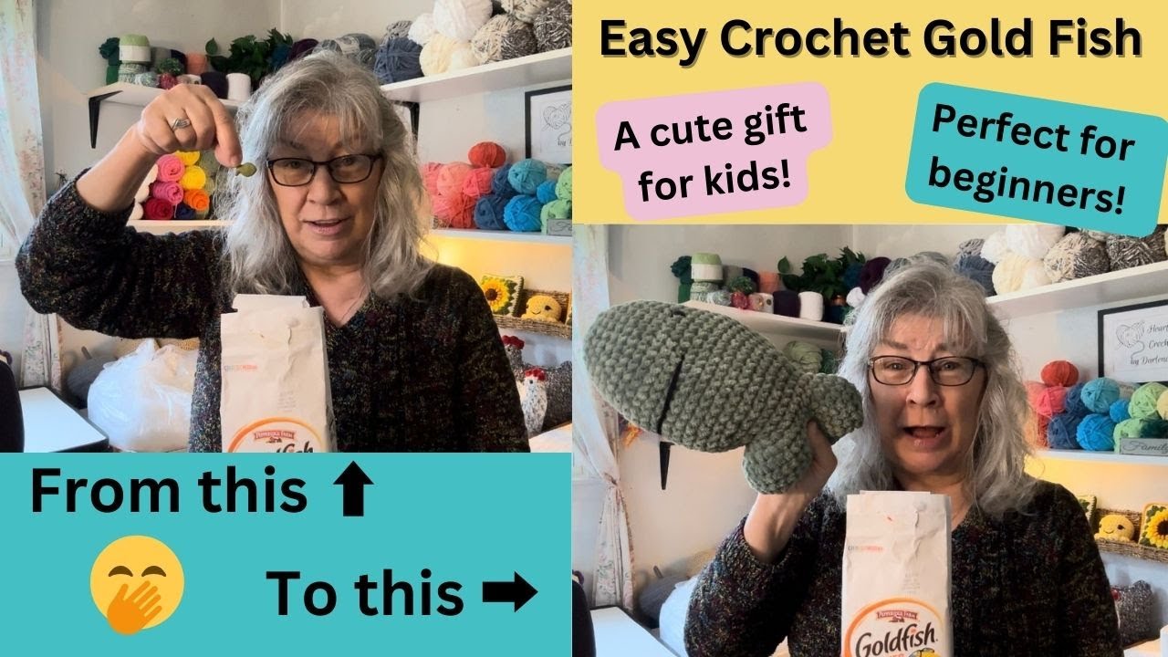 Easy Crochet Idea for beginners - Gold Fish Cracker pattern - YouTube