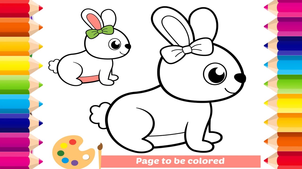 How to draw a rabbit 🐰, simple drawing and coloring, easy drawing step ...