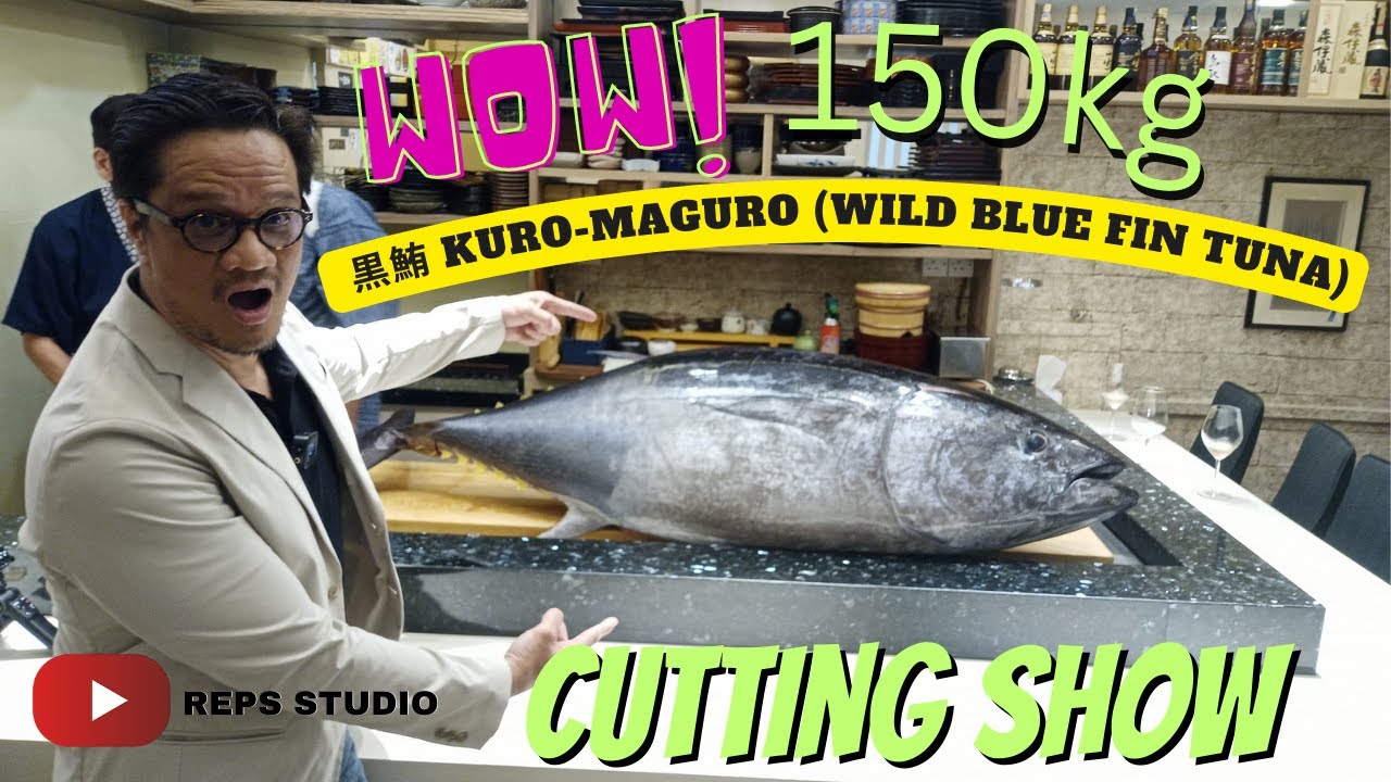 KURO MAGURO WILD BLUE FIN TUNA CUTTING SHOW JAPANESE SUSHI SASHIMI ...