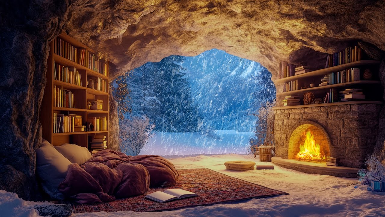 Cozy Winter Escape Drift to Sleep with Gentle Snowfall and Crackling ...