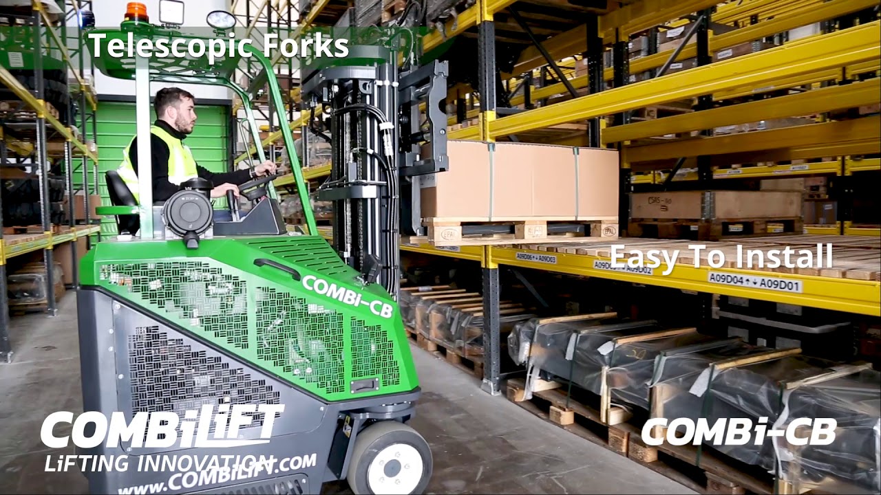 Combilift CB Telescopic Forks - Increases storage space up to 30% - YouTube