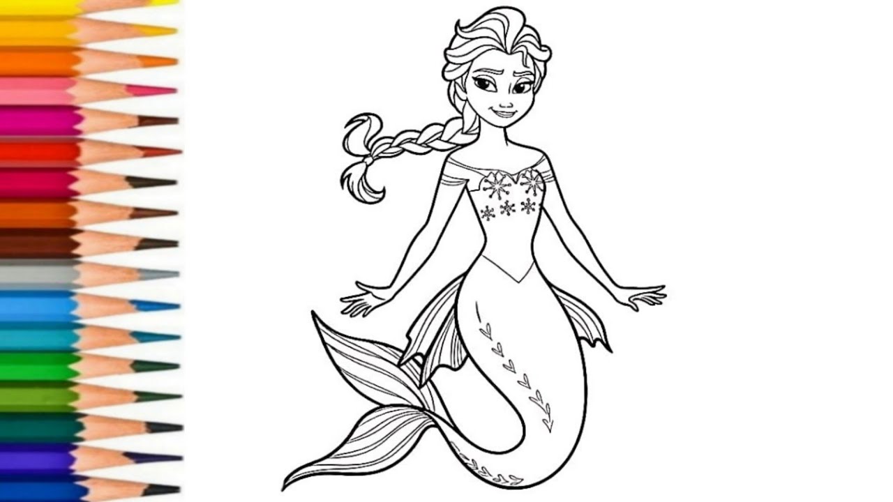 Beautiful Elsa mermaid🧜‍♀️Drawing || Frozen Elsa Disney Drawing easy ...
