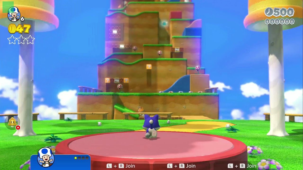 Super Mario 3D World - 1-3 Mount Beanpole - All Green Stars & Stamp 100 ...