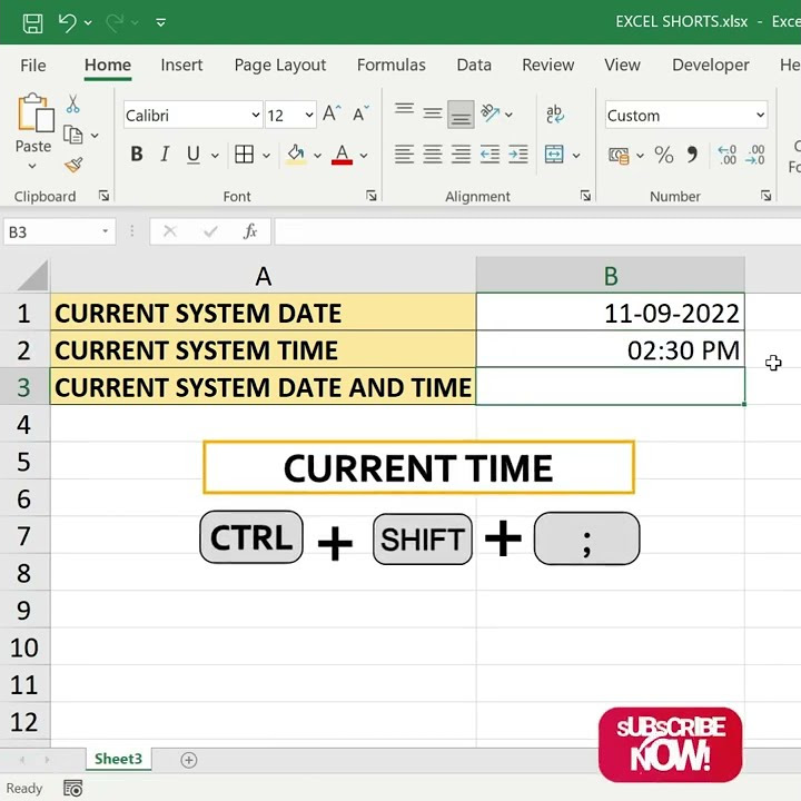 #35 Excel Shortcuts | Date and Time Shortcut Keys in Excel | #shorts #Excelhurdles - YouTube