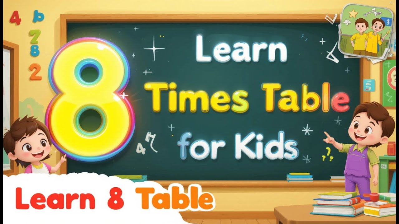 8 Times Table Song for Kids | Learn Multiplication Table of 8 with Fun ...