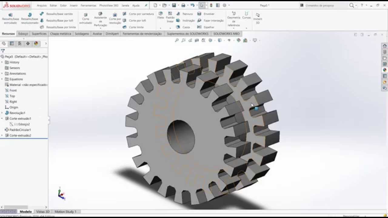Aula 168 - Roda Dentada Principio - Solidworks 2016 - Marcelo Pereira ...