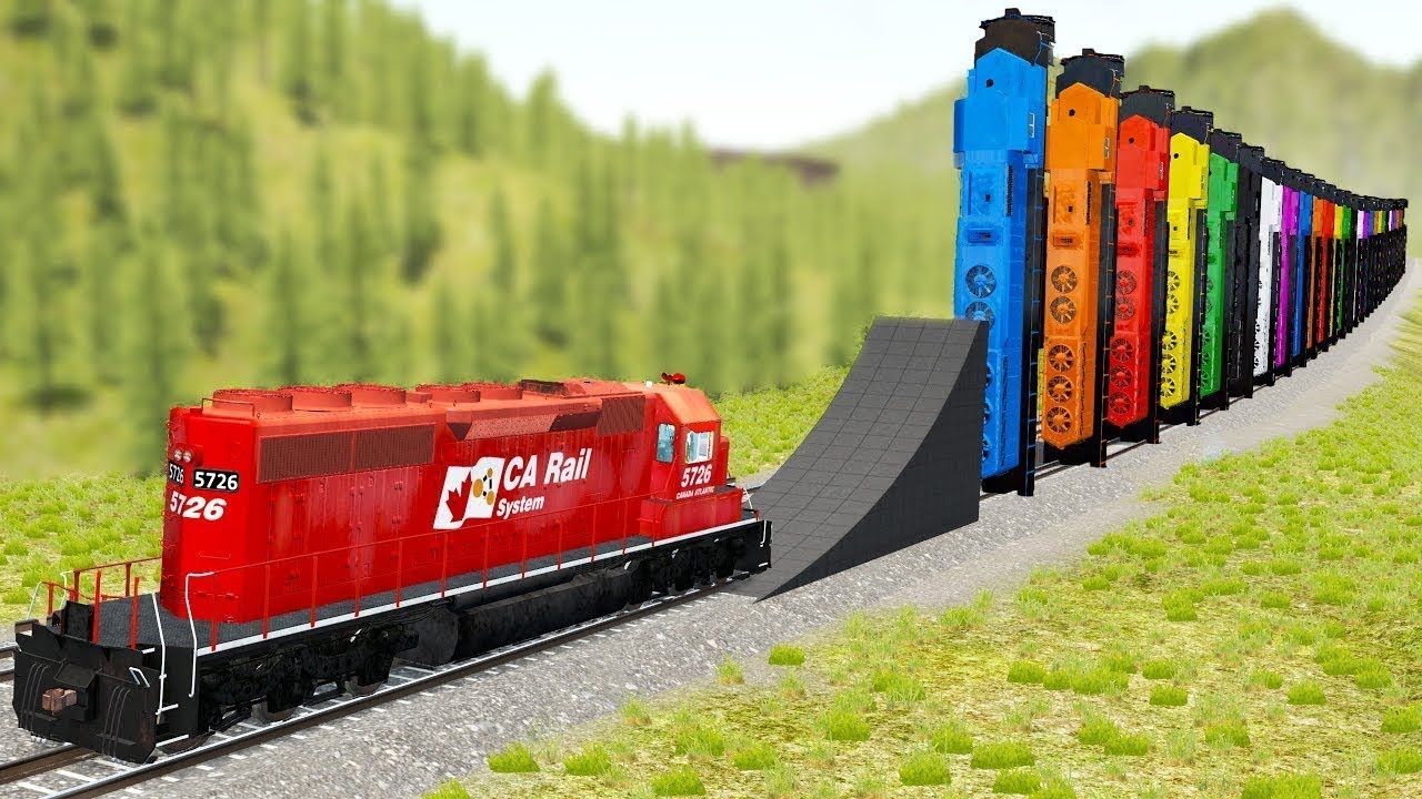 Challenge With Cute Train and Colorful Funny Cars - YouTube