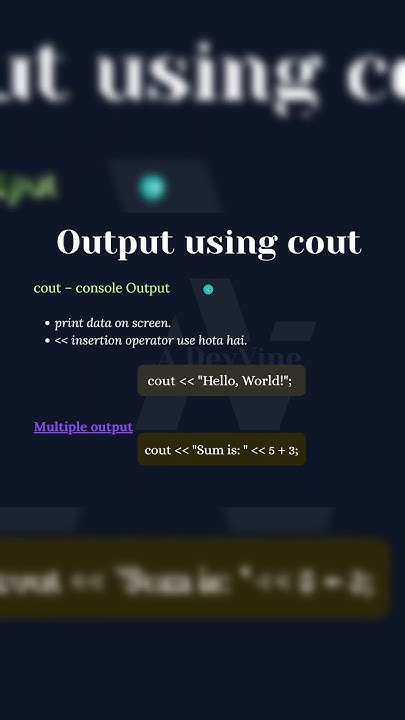 C++ cout in Just 30 Seconds! | A Devvine Coding Series #cplusplus #c - YouTube