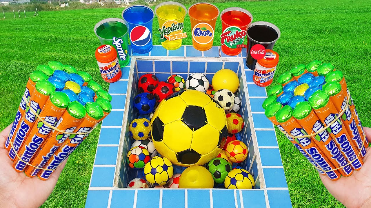 Pool Experiment: Pepsi Cola of Fanta vs Footballs Popular Sodas ...