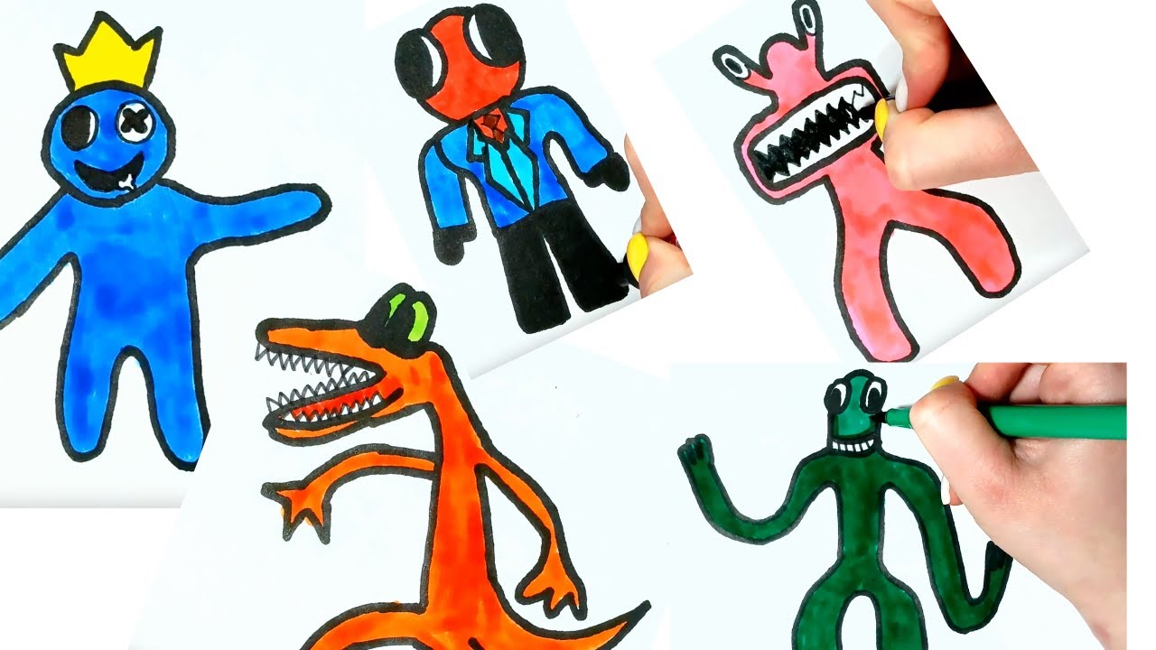 Rainbow Friends 🌈 How To Draw Compilation all5 - YouTube