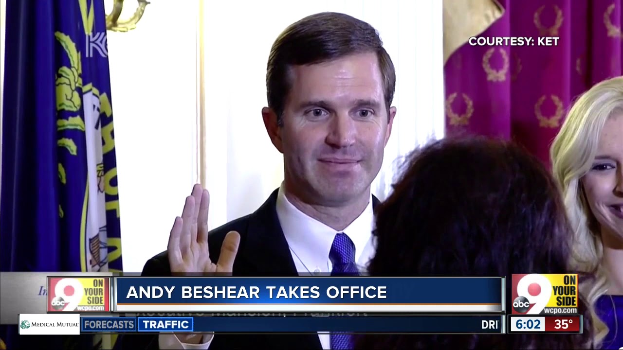 Democrat Andy Beshear sworn in as Kentucky governor - YouTube