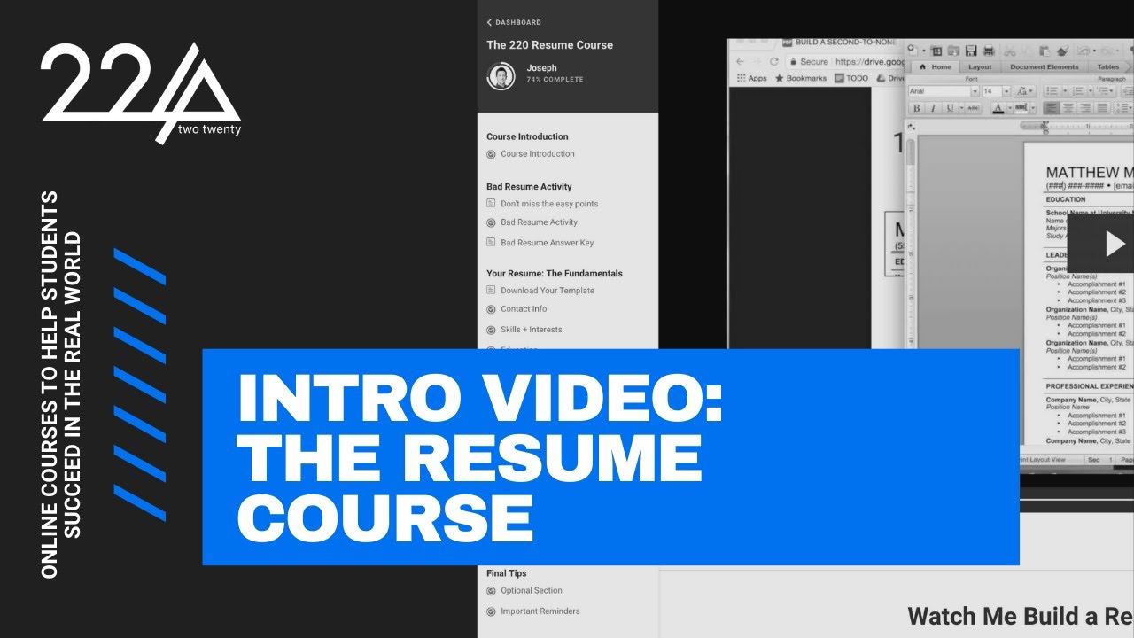 Intro Video: The Resume Course - YouTube