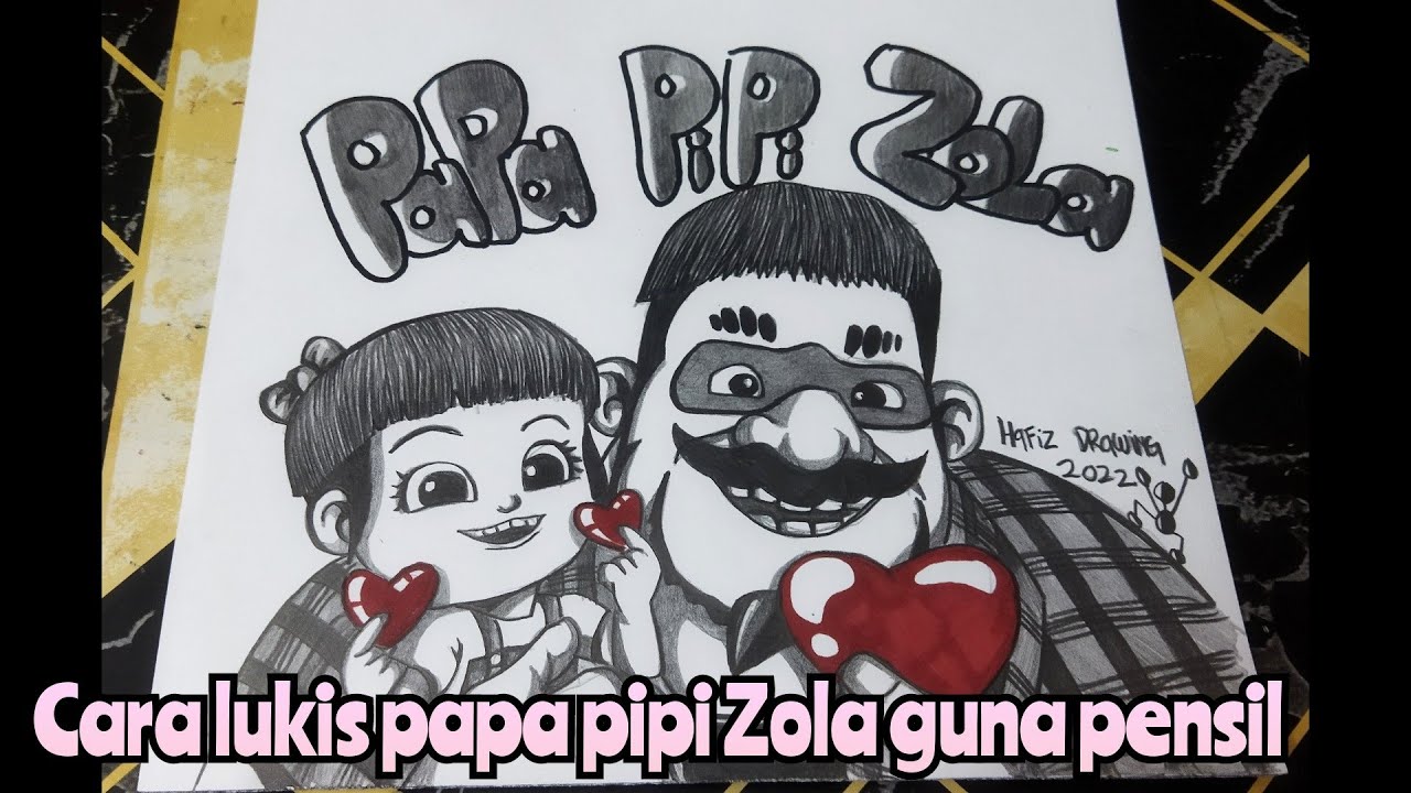 Cara Lukis Papa Pipi Zola Guna pensil ️ ( Bahagian 2 ) Skecth Papa pipi ...
