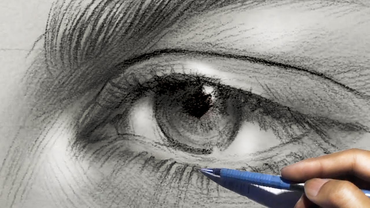 Simple Eye Drawing Pencil | Quick and Easy Eye Drawing - Step by step ...