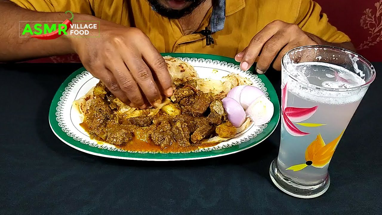 ASMR | Kerala Porotta Beef Roast | Parotta with Beef Curry | Village ...