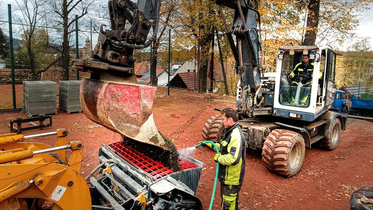 Concrete production using mixing bucket and excavators | Terex tw 110 ...