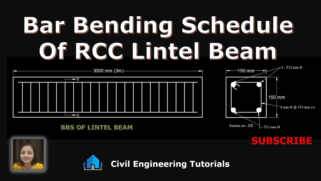 Bar Bending Schedule Of RCC Lintel Beam || Cutting Length Calculation ...
