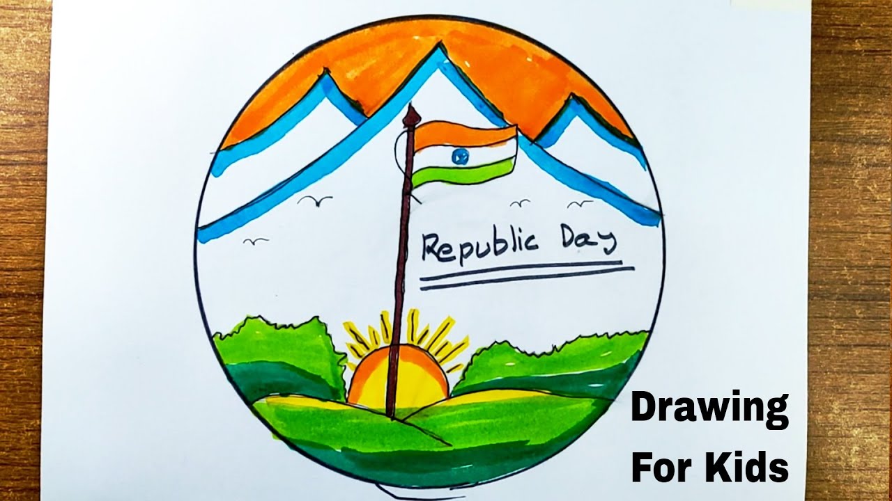 Republic Day Drawing for kids 2023 | how to draw republic day and ...