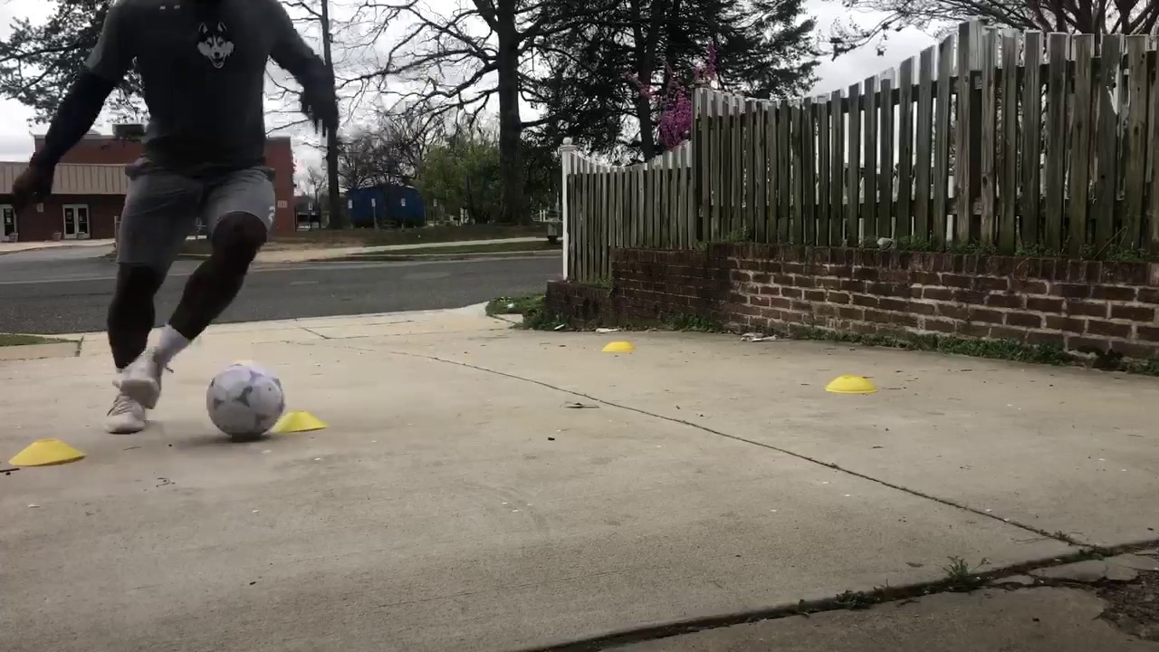 Soccer Ball Control Drill 11 (off wall then square cone slalom) - YouTube
