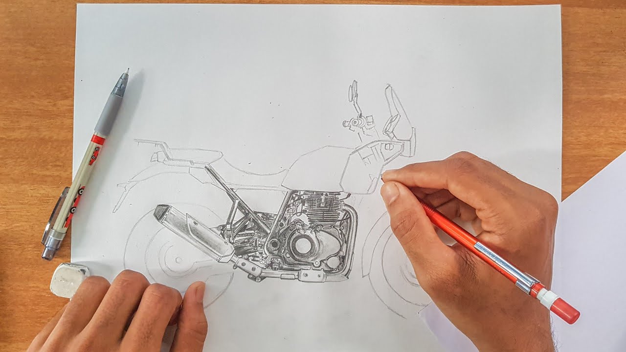 Royal Enfield Himalayan (the adventur bike drawing) - YouTube