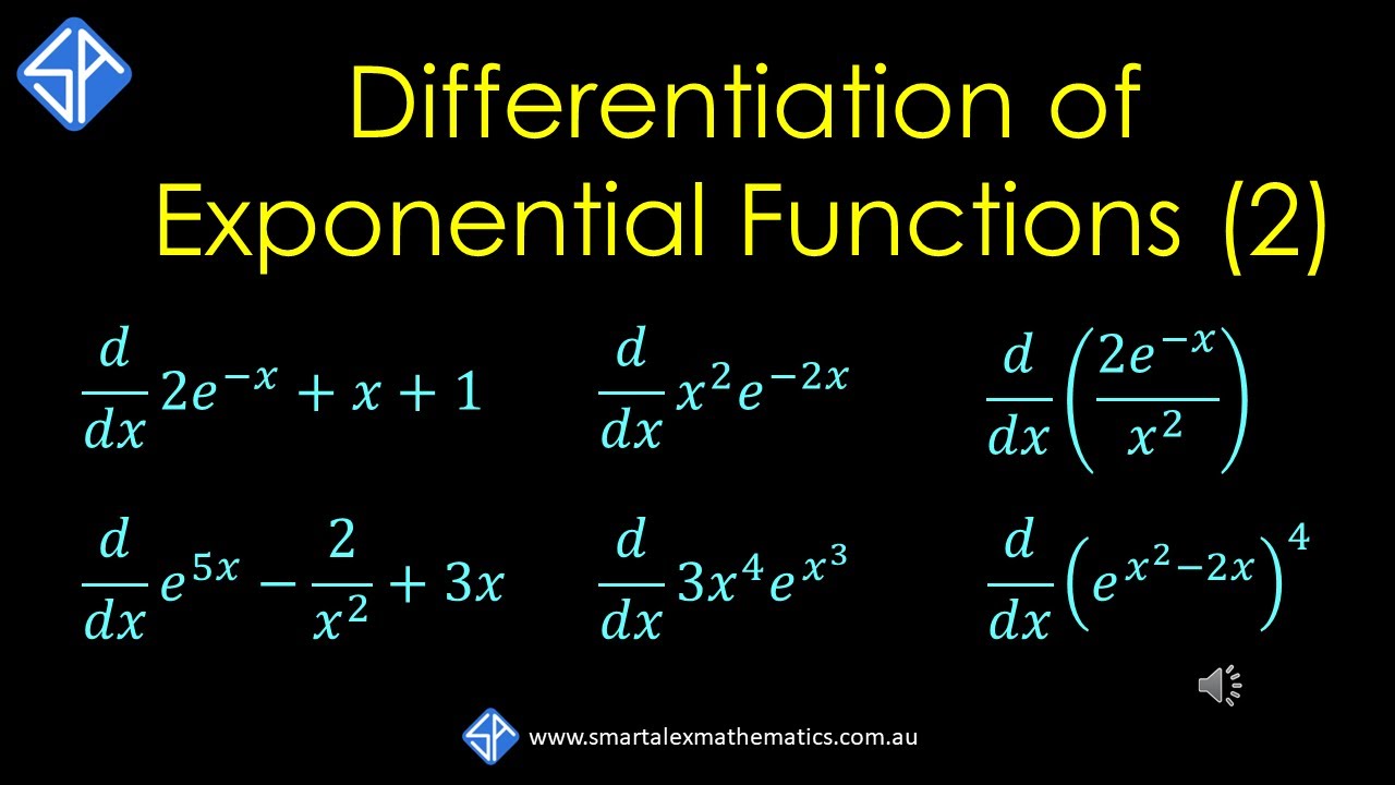 Differentiation Of Exponential Functions Y = E^x Examples (part 2