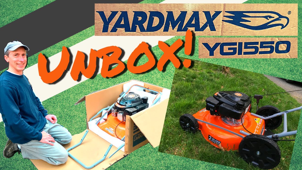 Unboxing of the Yardmax YG1550 21 inch walk behind mower - YouTube
