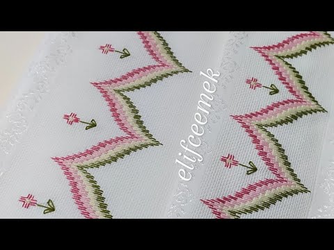 çok kolay hemde kasnaksız  etamin havlu işleme muhteşem model bargello havlu işleme çeyizlik