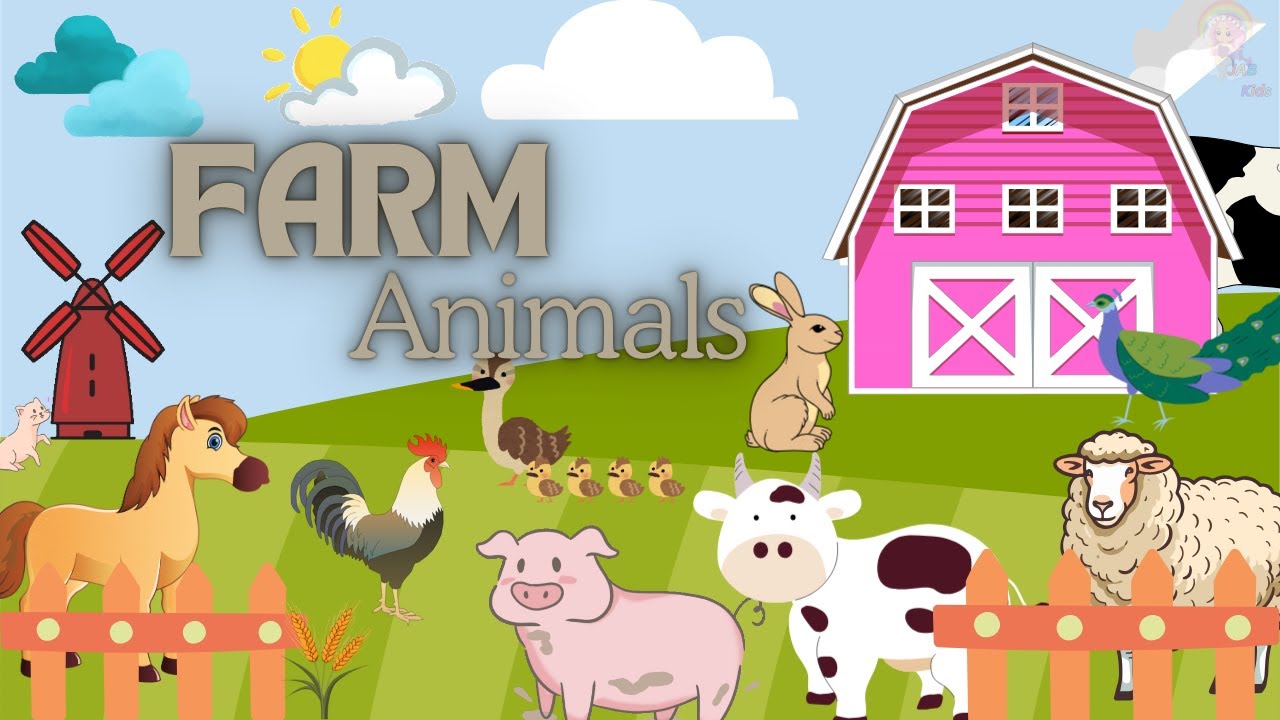 Farm Animals | Learn farm animals names in English | Kids vocabulary ...