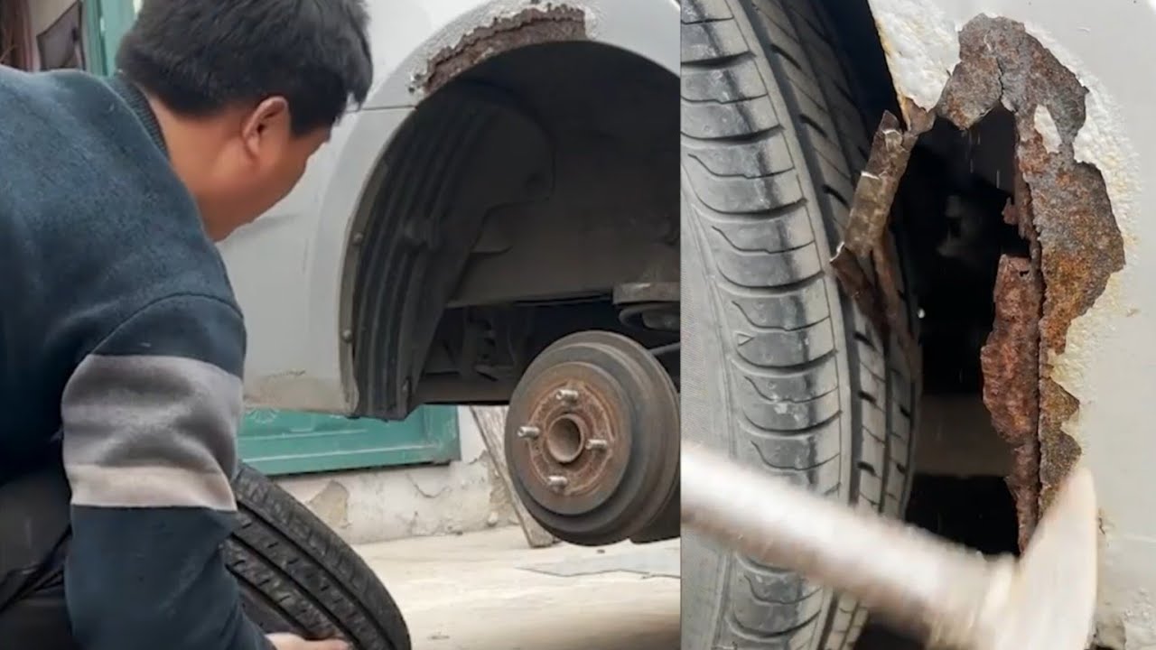 Rusty Rear Quarter Panel Restoration | Hyundai Rusty Panel Repair ...