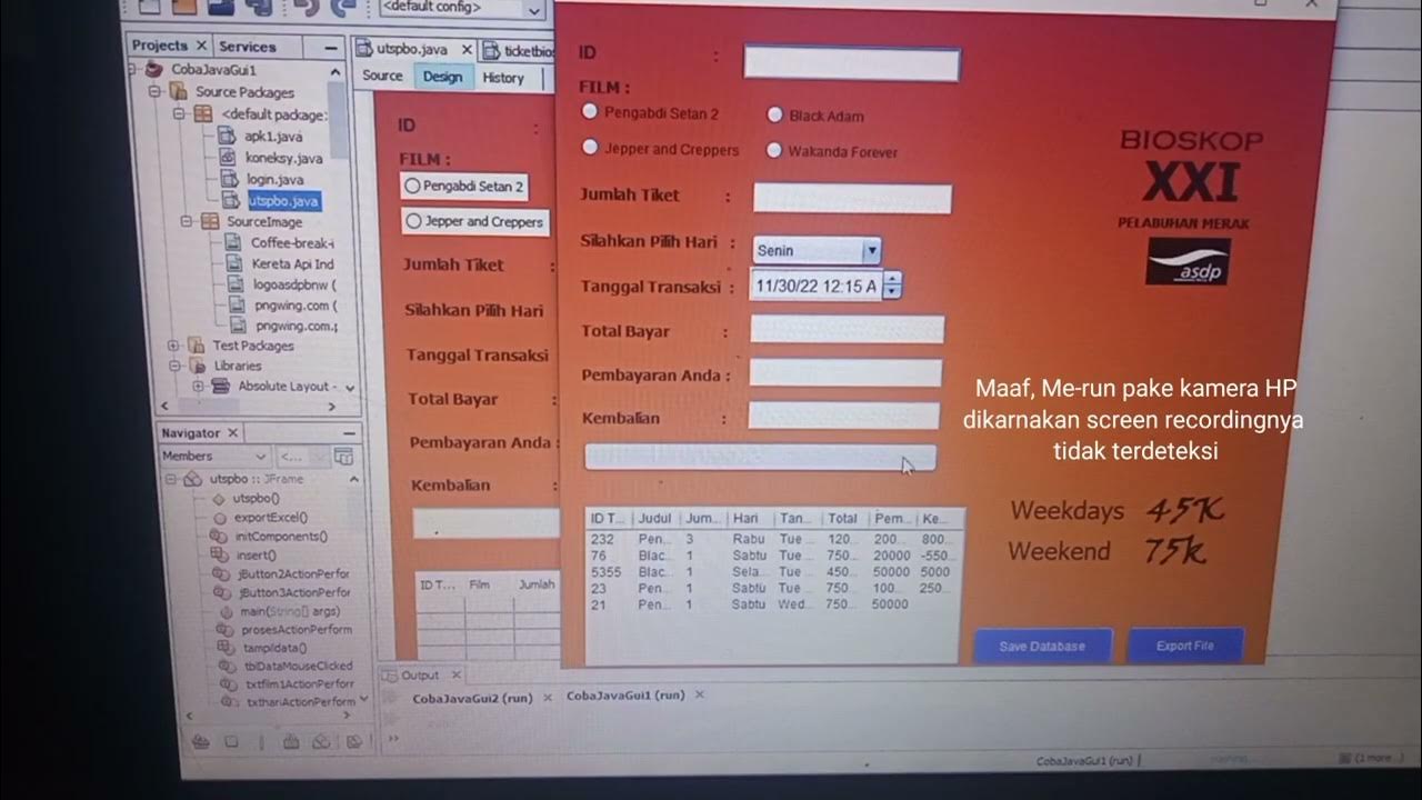 Aplikasi Bioskop Sederhana Java GUI - PBO II (UTS) - YouTube