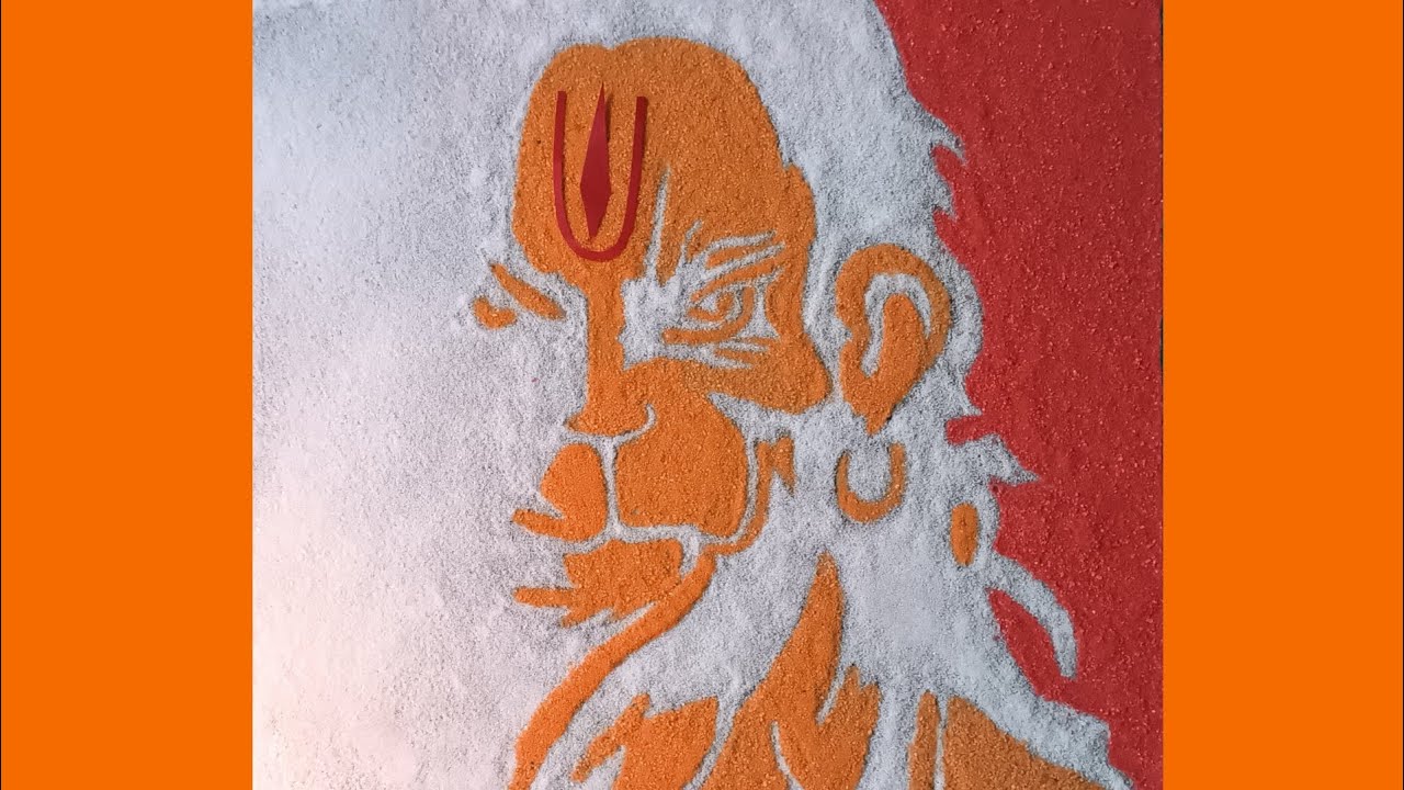 Lord Hanuman Ji Rangoli ll Rangoli Design ll - YouTube