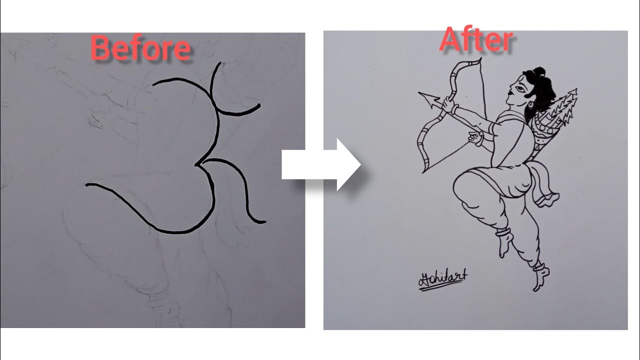 How to draw easy Ram ji drawing | Ram ji drawing 🕉️ ️ - YouTube