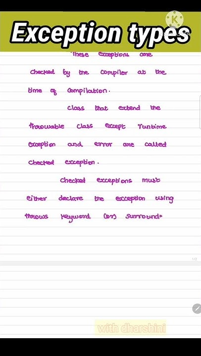 TYPES OF EXCEPTION - YouTube