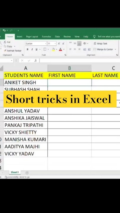 How to seperate the first and last name in Excel #exceltricks #shorts - YouTube