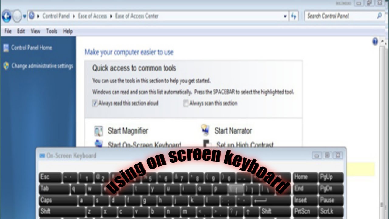 using on screen keyboard very easily step by step windows 7, 8 and 10 ...