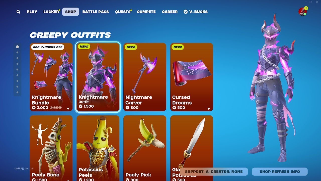 Fortnite Item Shop (NEW Knightmare Skin) - YouTube