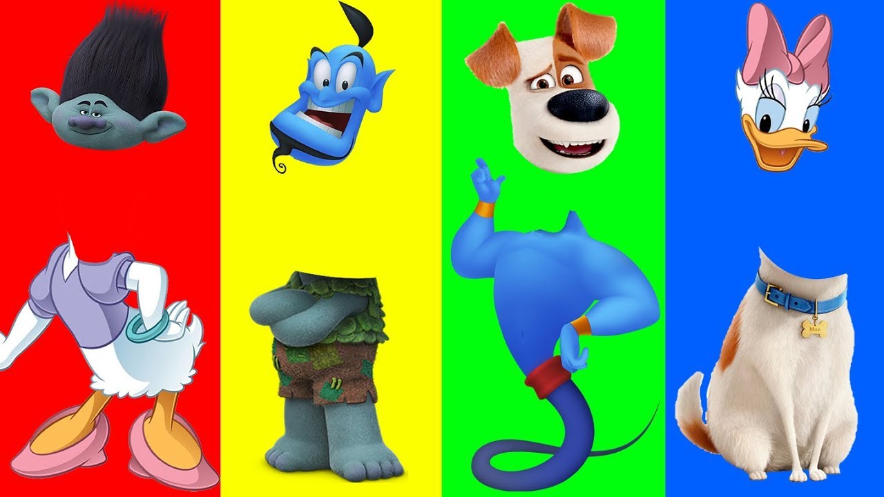 Learn Colors Wrong Heads Daisy duck, Genie, Trolls, Max Pets Finger ...