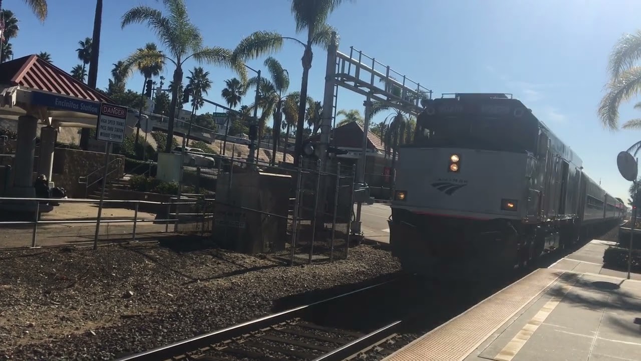 AMTK 90278 passes Encinitas with the great dome car - YouTube