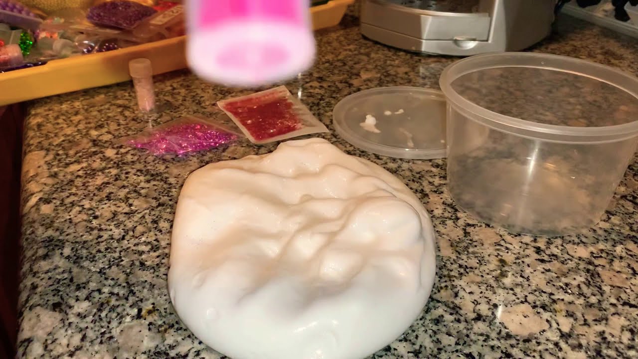 Thicky slime with pink add-ons - YouTube